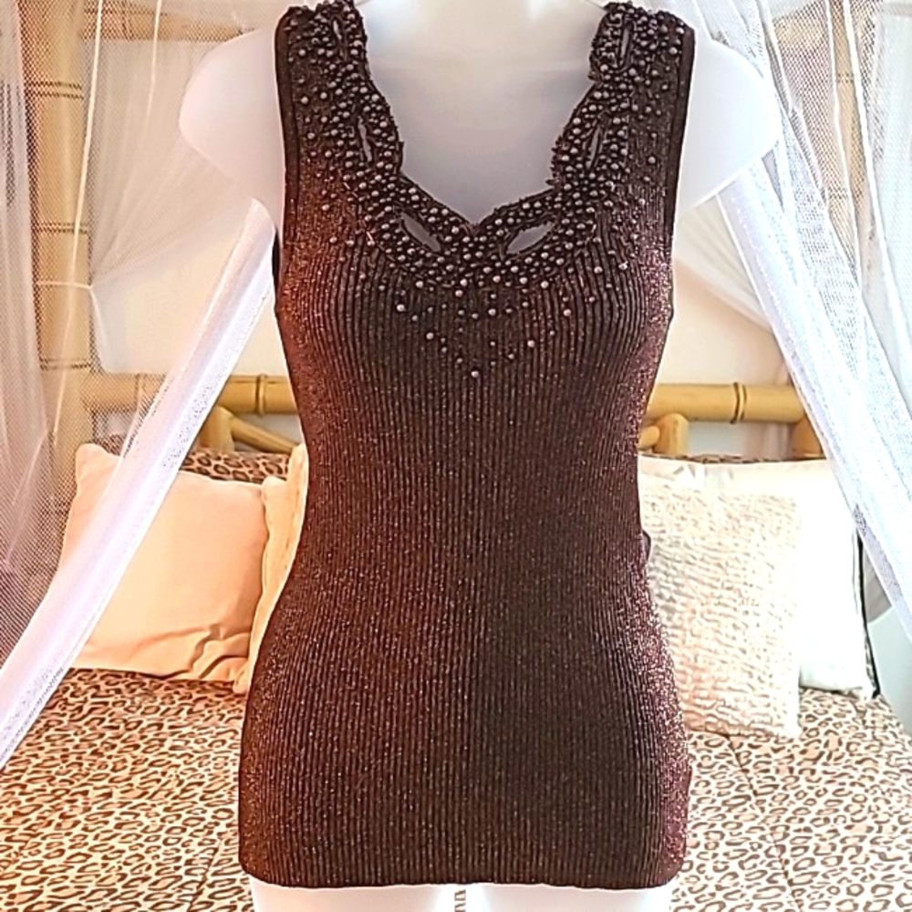 Cache Vintage Bronze Metallic Top - Gem